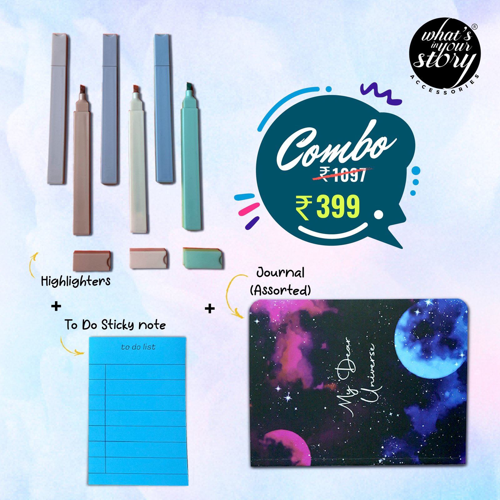 Buy Journal + Highlighters + To Do Sticky Note (COMBO OFFER) Book ...